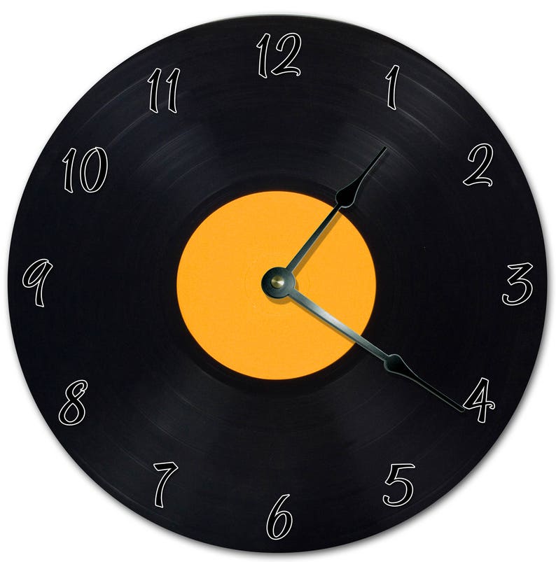 10.5 GRAMOPHONE DISC Clock Black and Yellow Clock | Etsy