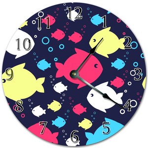 10.5 CUTE FISH CARTOONS Clock Kids Clock Living Room Clock Large 10.5 ...