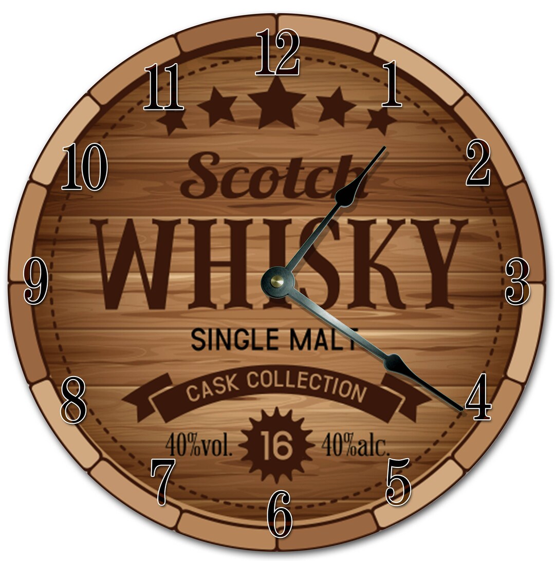 Aged Scotch Whiskey Clock - 10.5" Brown Living Room Decor - Etsy