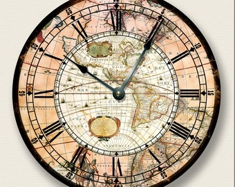 Old World Map Clock - Etsy