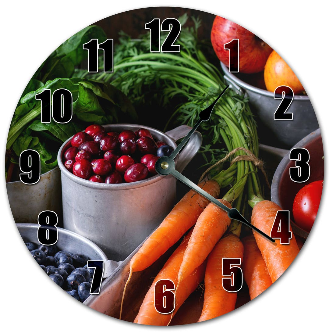 10.5 FRUITS AND VEGETABLES Clock Living Room Clock - Etsy