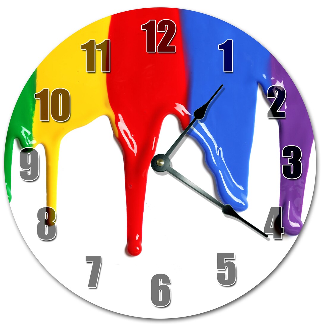 10.5 DRIPPING PAINT Clock Living Room Clock Large 10.5 Wall Clock Home ...
