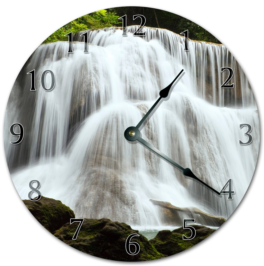 10.5 Beautiful White Water WATERFALL Clock Living Room Clock Large 10.5 ...