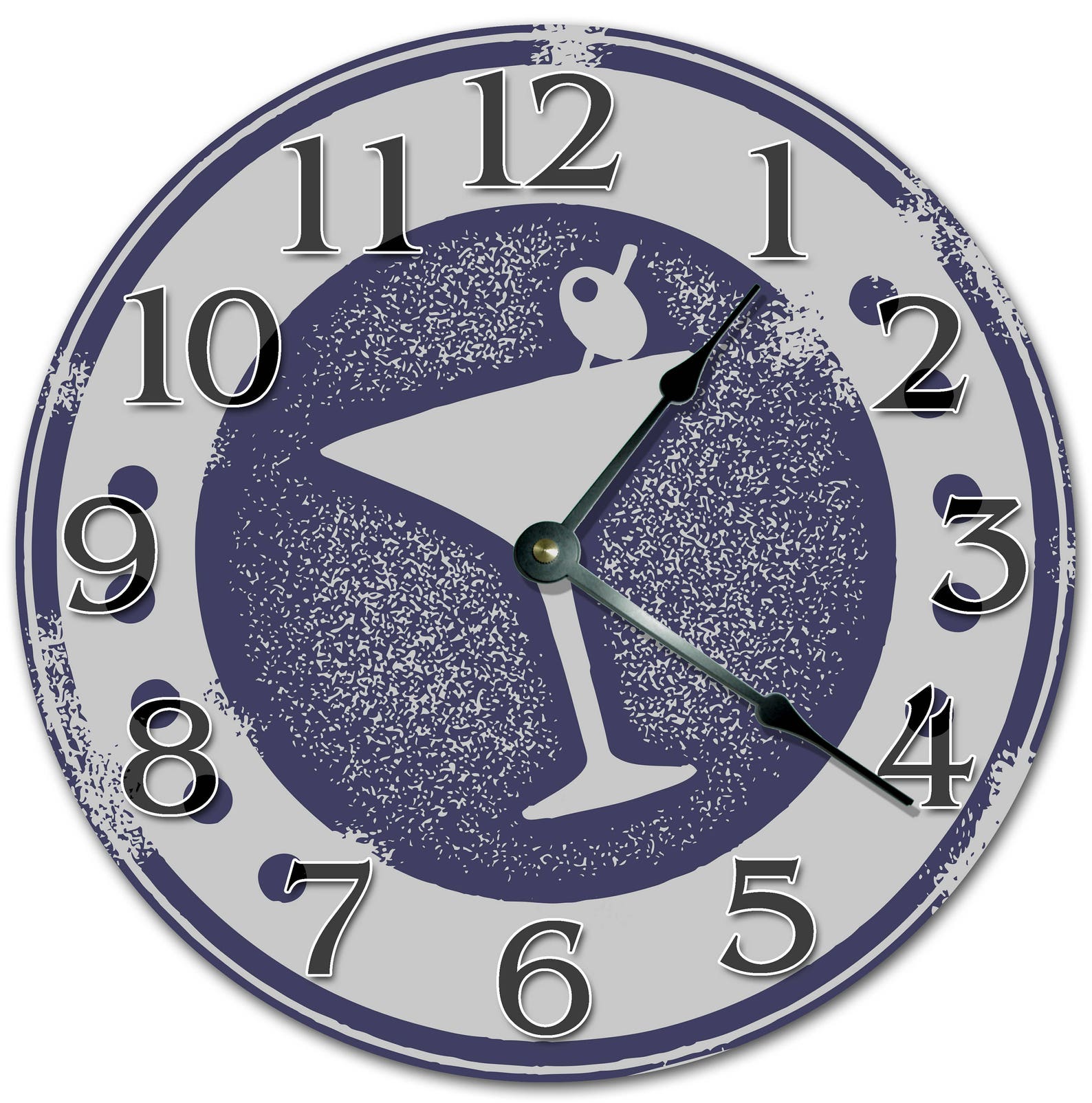 10.5" MARTINI GLASS Clock - Living Room Clock - Large 10.5" Wall Clock ...