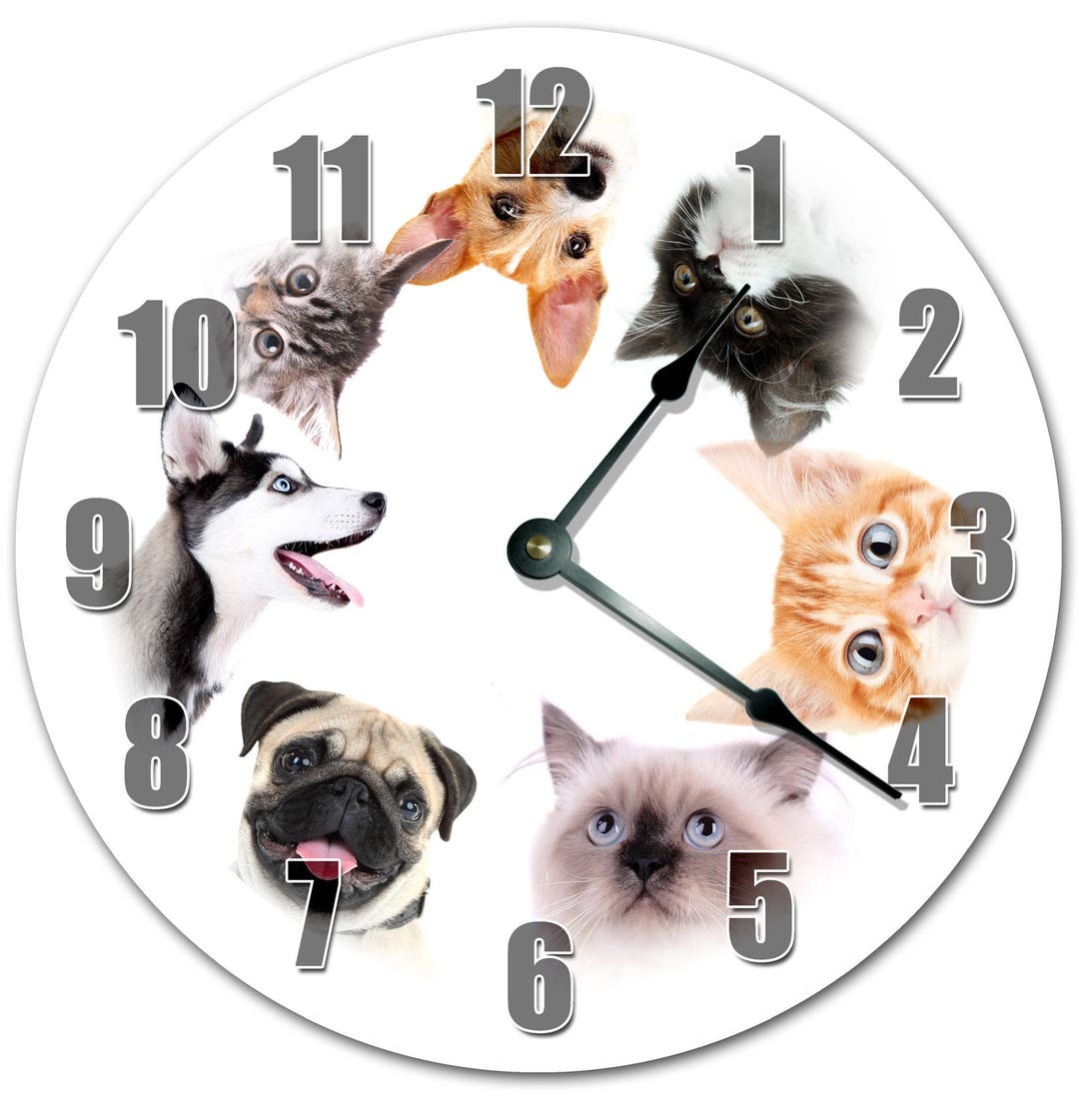 Reloj de 10,5 con razas de perros y gatos Reloj para sala de estar ...