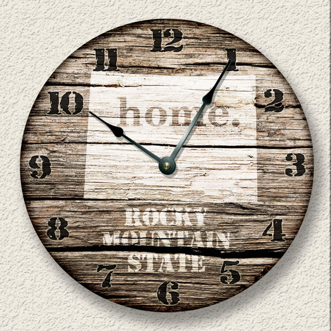 10.5 Wall Clock COLORADO Home State Wall CLOCK Barn Boards Pattern ...
