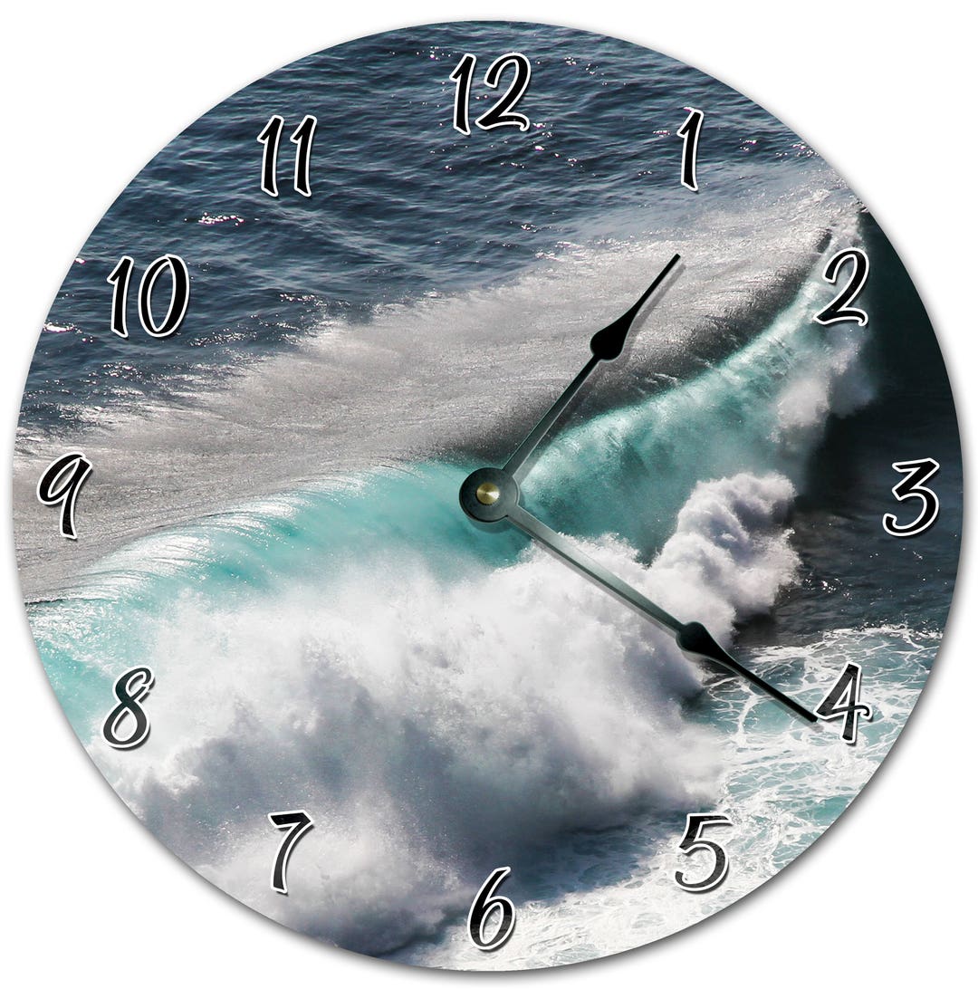 10.5" SEA WAVE TRACK Clock - Living Room Clock - Large 10.5" Wall Clock ...