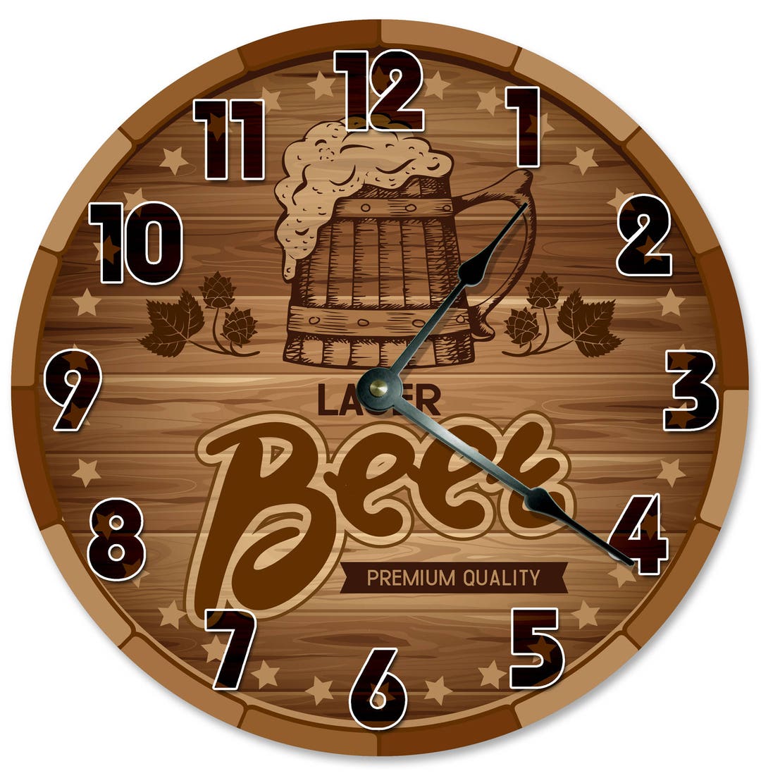 10.5" LAGER BEER Clock - Living Room Clock - Large 10.5" Wall Clock ...