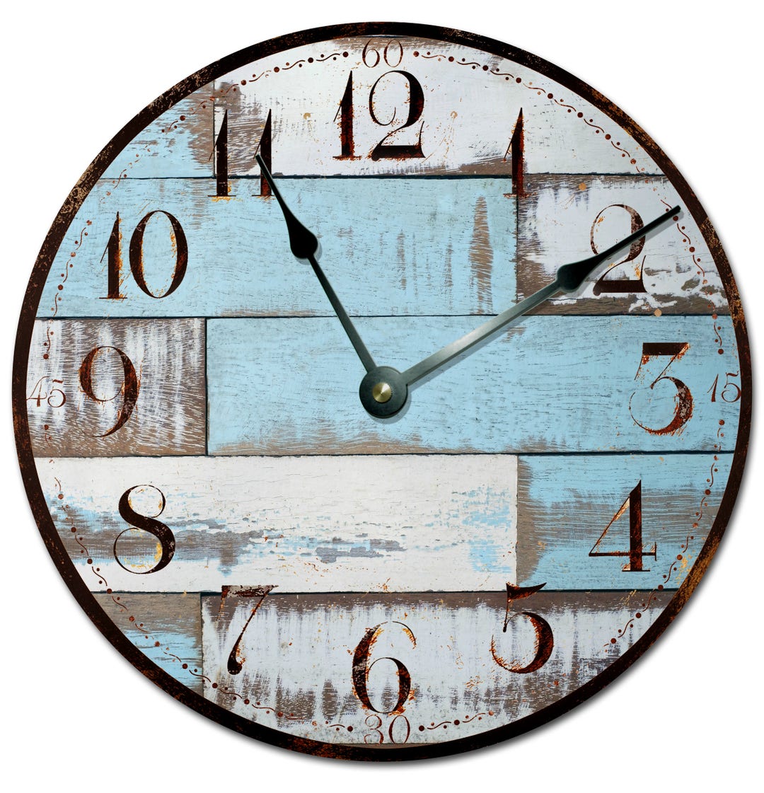 BLUE RUSTIC WOOD Clock Extra Large 15 to 16 Wall - Etsy