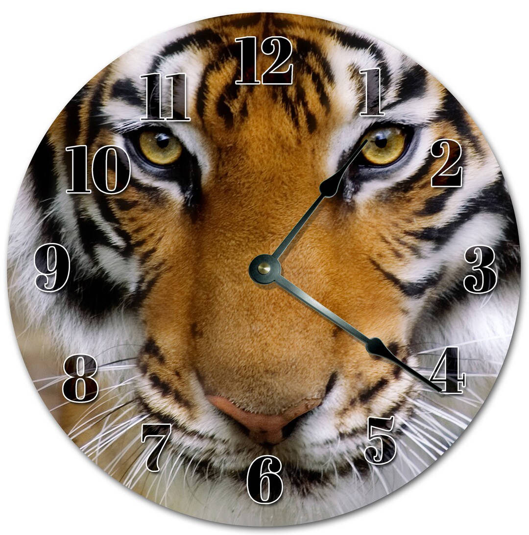10.5 BENGAL TIGER Clock Living Room Clock Large 10.5 Wall Clock Home ...