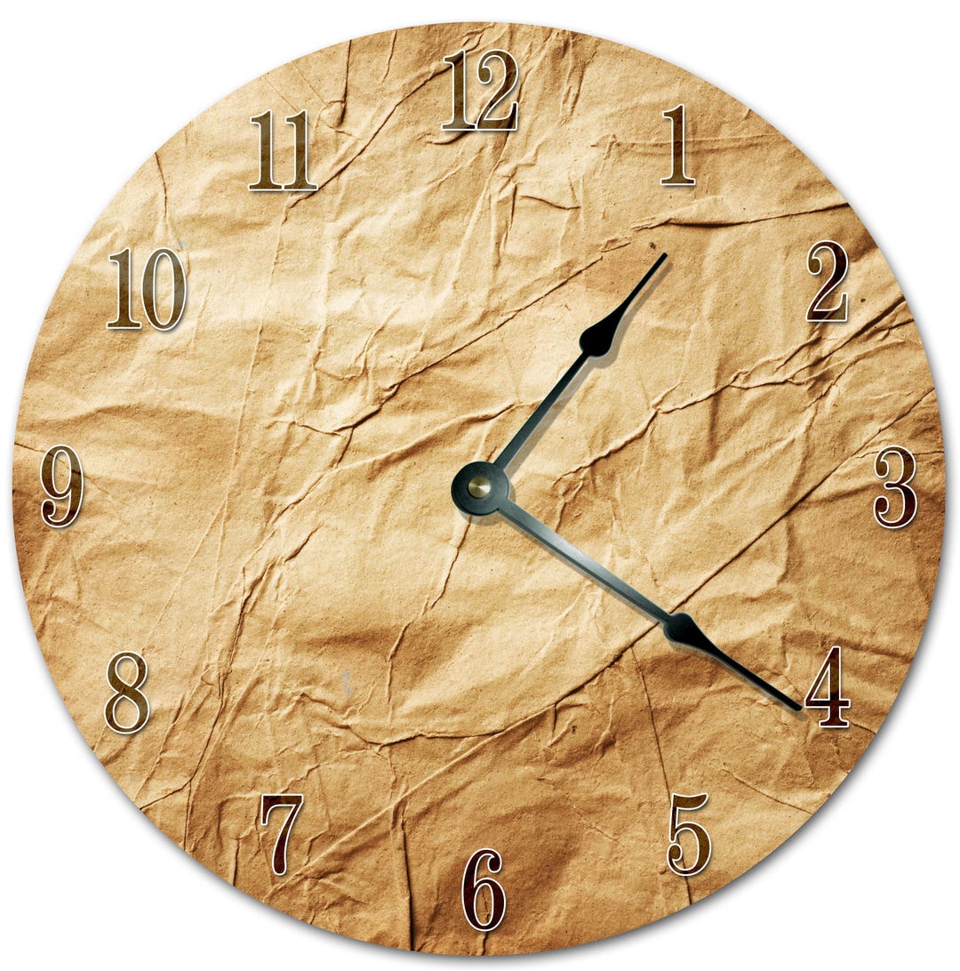 10.5" CRUMPLED PAPER Clock - Living Room Clock - Large 10.5" Wall Clock ...