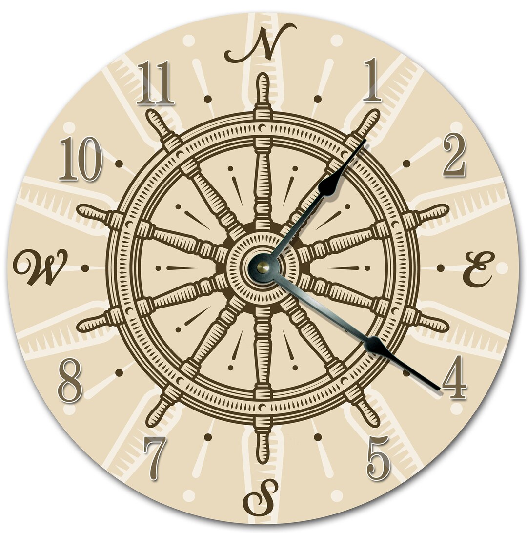 10.5 Wood Steering Wheel Art Clock Living Room Clock Large 10.5 Wall ...