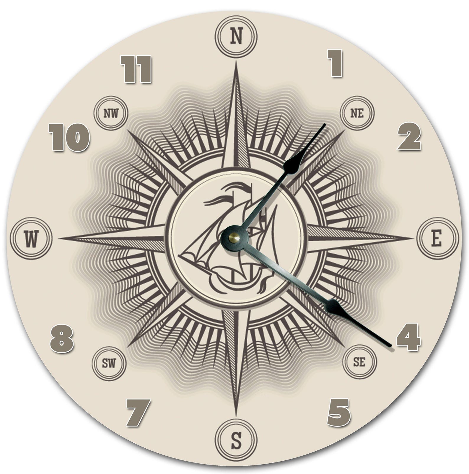 Boat Design Wall Clock: 10.5" Silent Open Face - Etsy