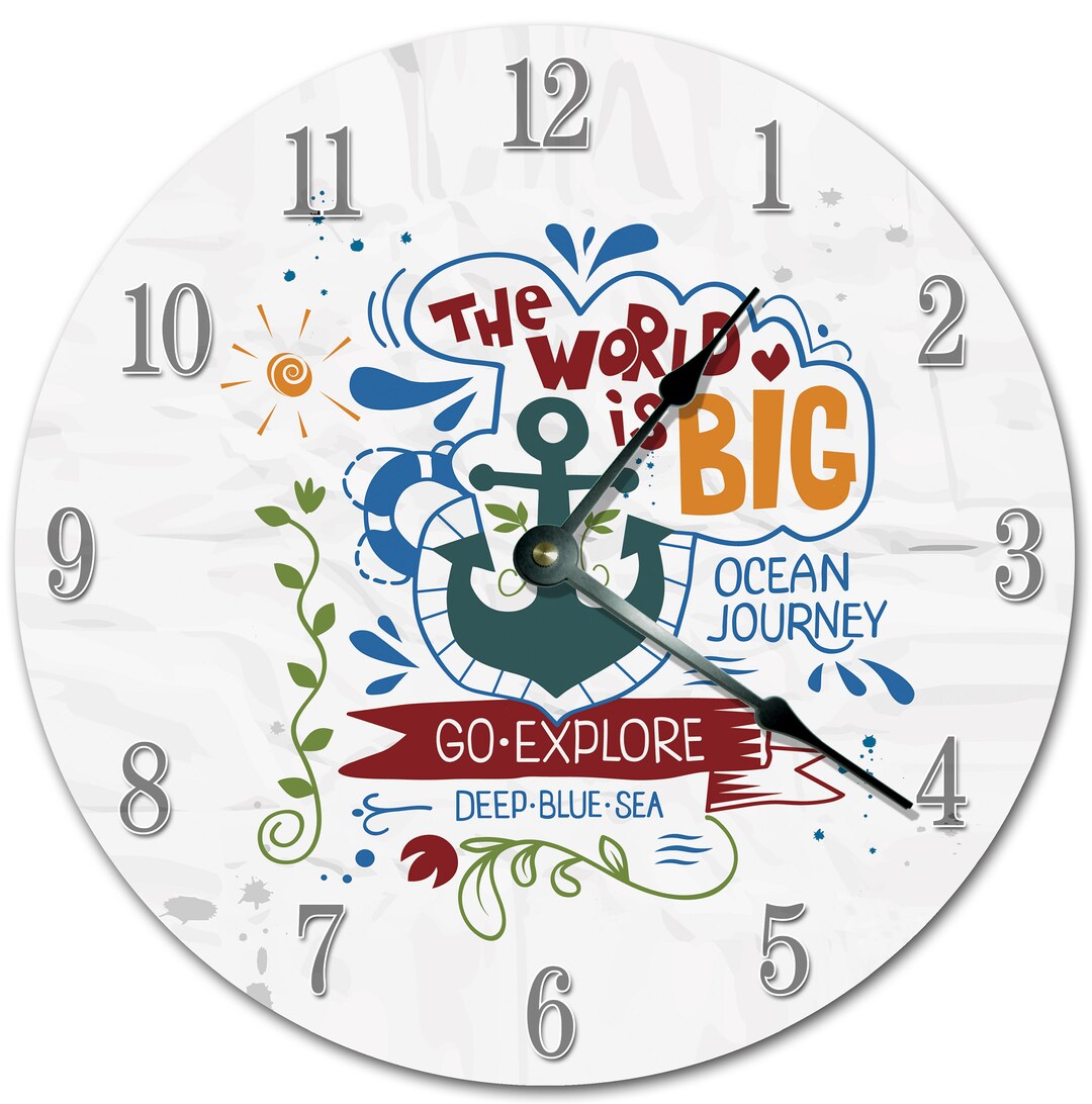 10.5" OCEAN JOURNEY Clock - Words Clock - Living Room Clock - Large 10. ...