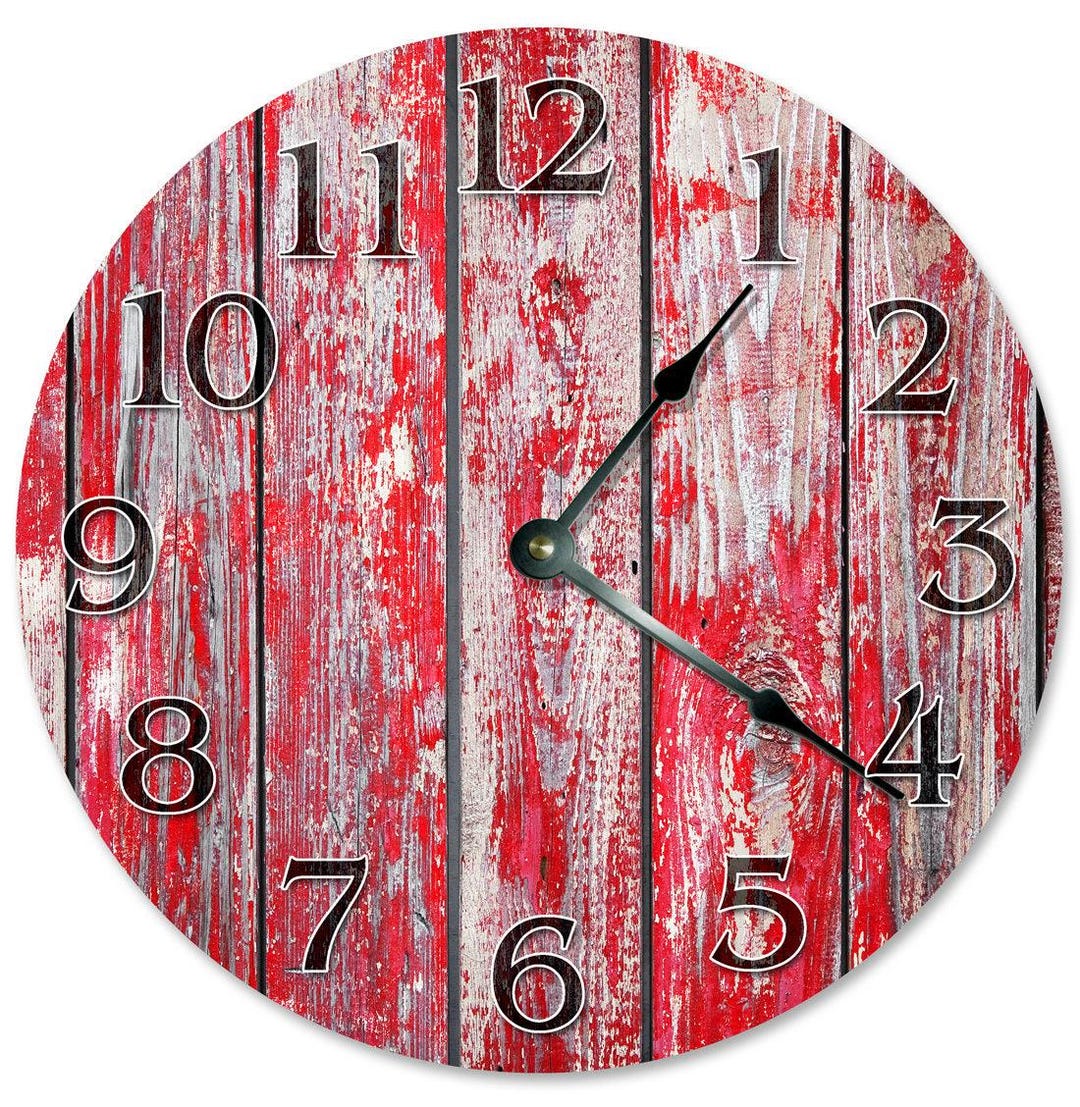 Barn Style Wall Clock, Red MDF Open Face (10.5-inch Silent) - Etsy