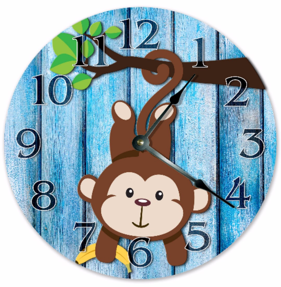 10.5" Cute Hanging MONKEY on Branch Cartoon Clock - Living Room Clock ...