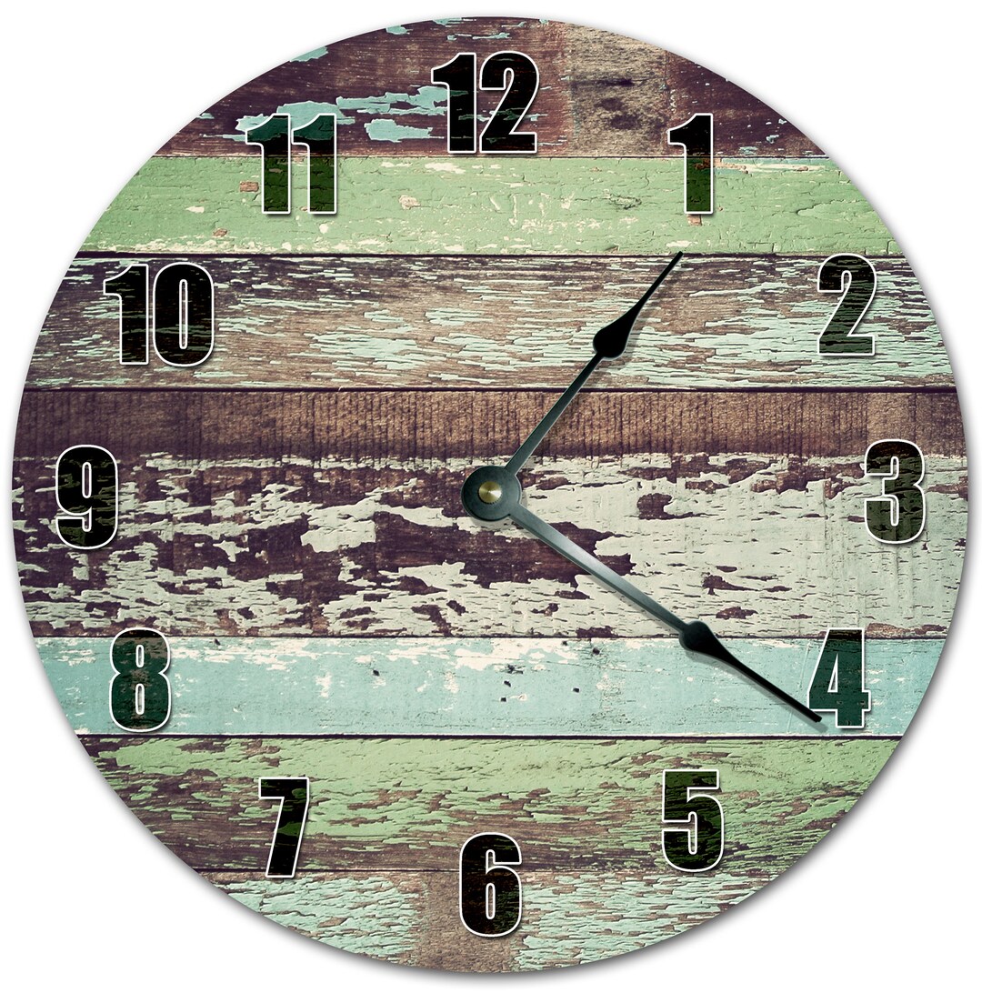 12" Mdf PLANKS Clock - Living Room Clock - Large 12" Wall Clock - Home ...