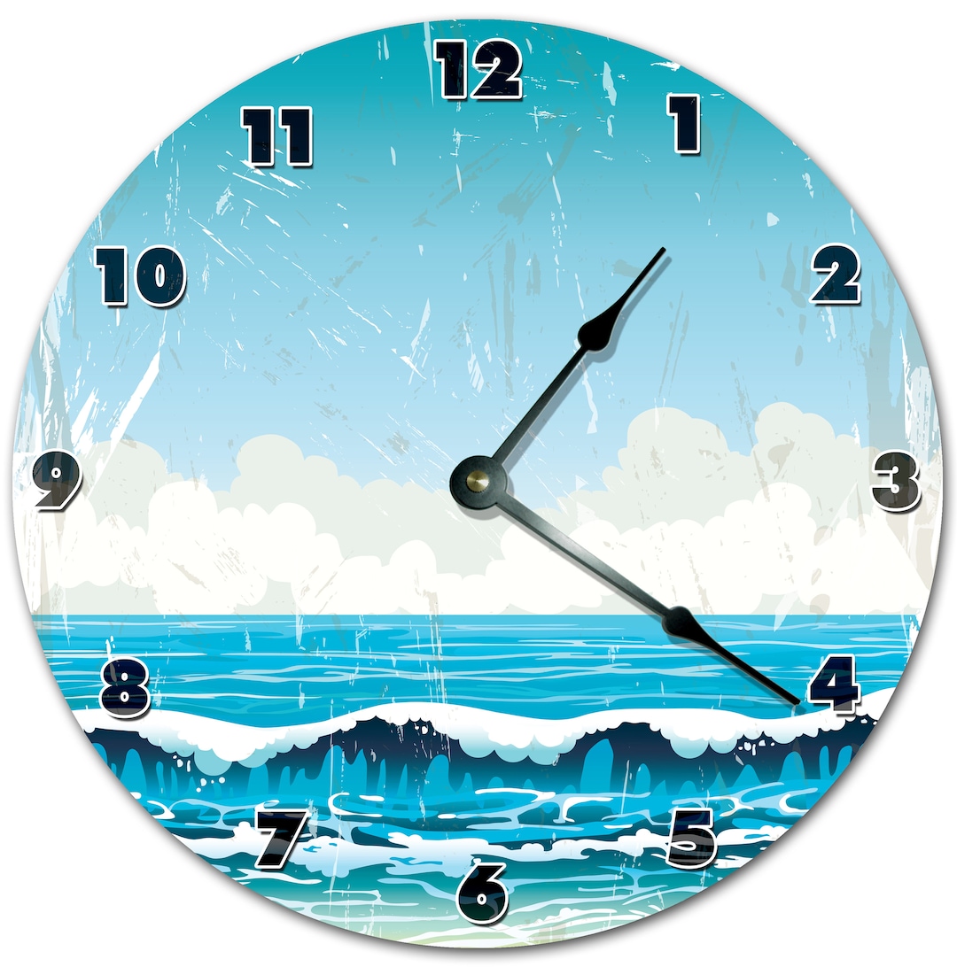 10.5" CARTOON BLUE Sea Wave Clock - BLUE Clock - Living Room Clock ...