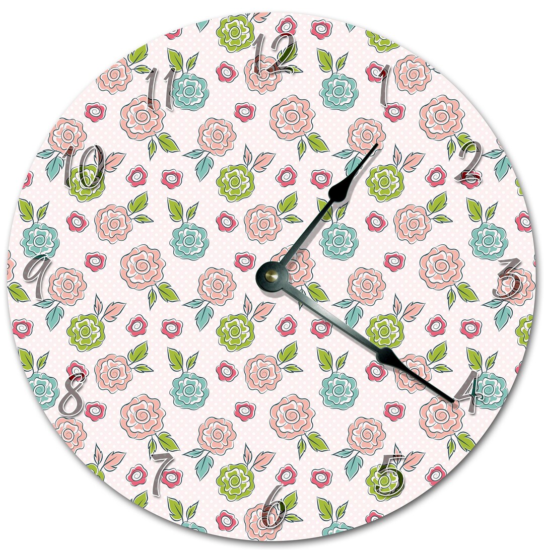 10.5 FLORAL DESIGN Clock Living Room Clock Large 10.5 Wall Clock Home ...