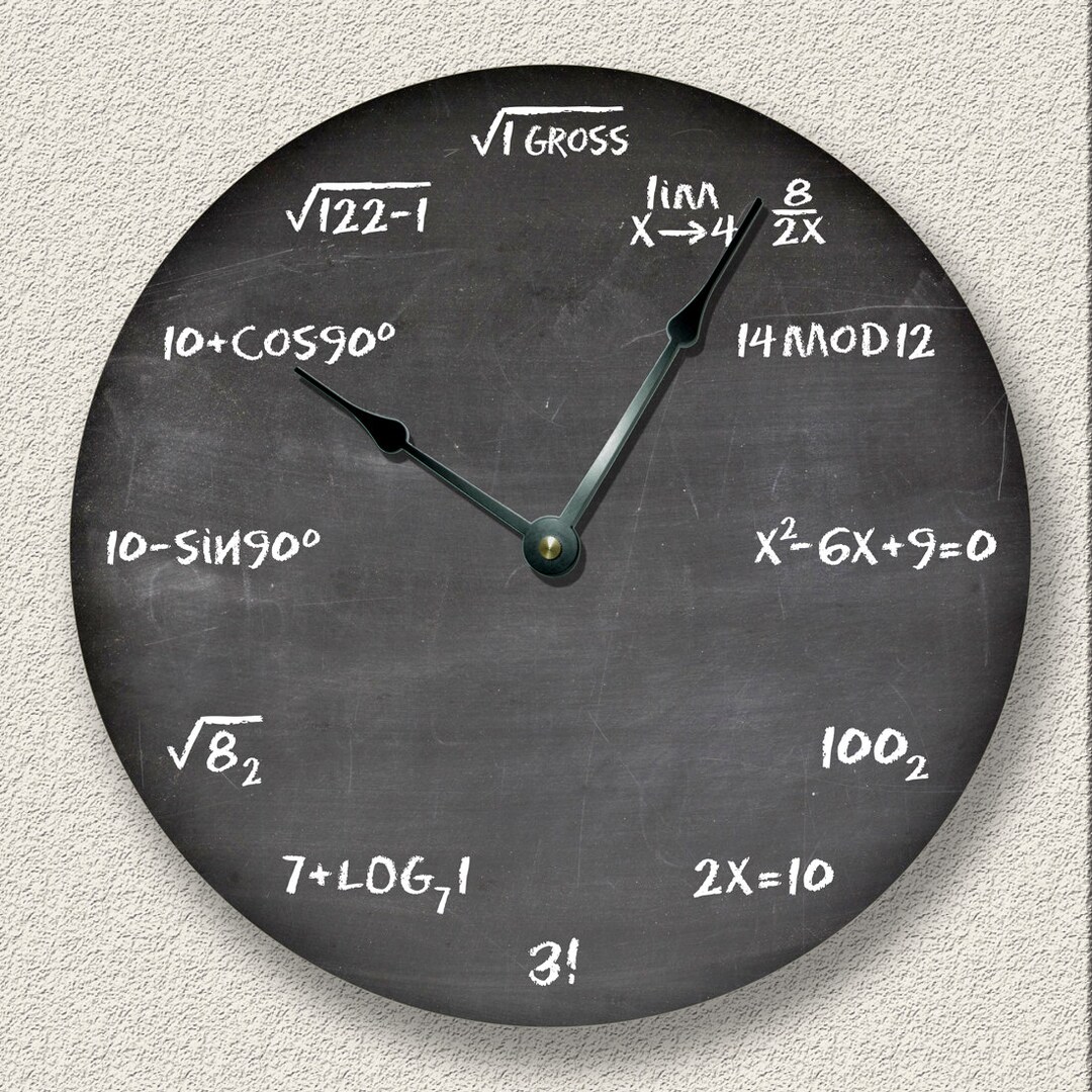 MATH Wall CLOCK Chalkboard Teacher Student Classroom 3 Colors Available ...