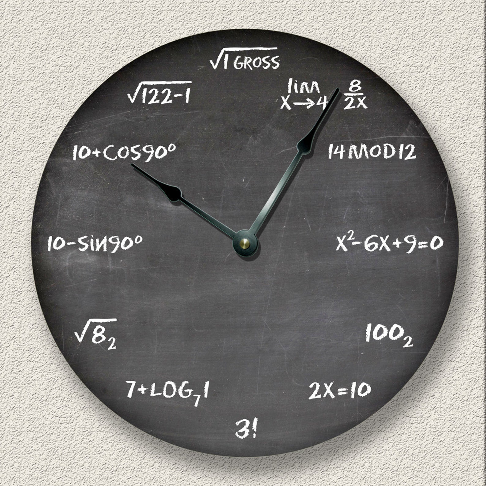 MATH Wall CLOCK Chalkboard Teacher Student Classroom 3 - Etsy