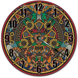 10.5" COLORFUL AZTEC ART Clock - Living Room Clock - Large 10.5" Wall ...
