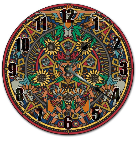 10.5 COLORFUL AZTEC ART Clock Living Room Clock - Etsy