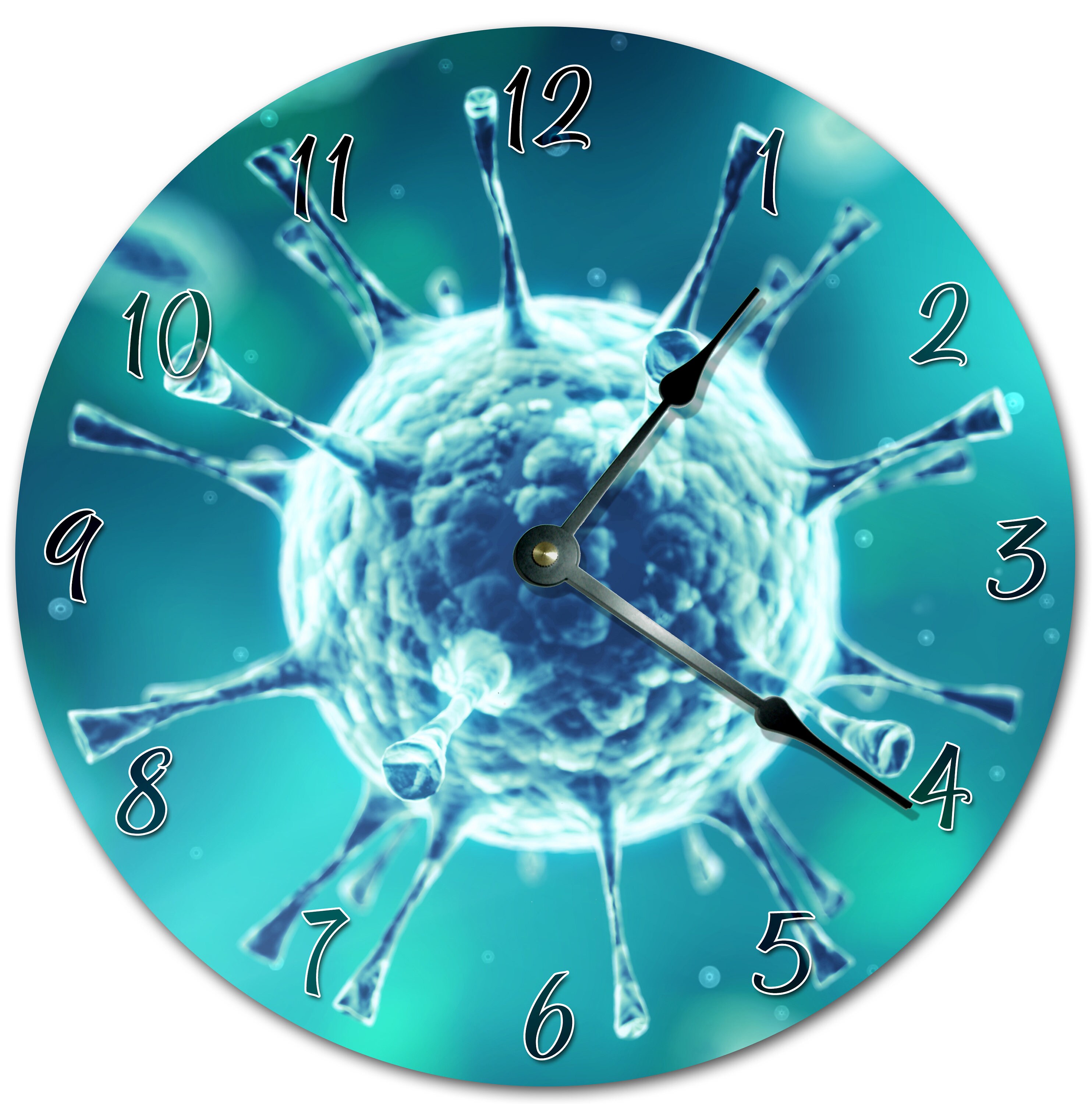 10.5 Deadly VIRUS Clock BLUE Clock Living Room Clock | Etsy