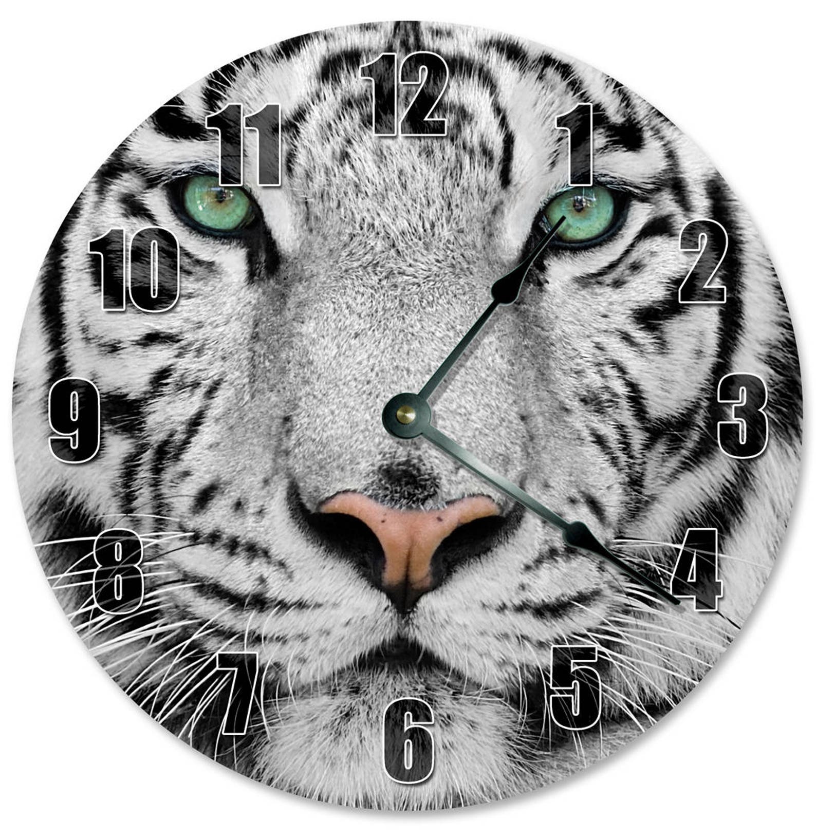 10.5 WHITE TIGER Clock Living Room Clock Large - Etsy