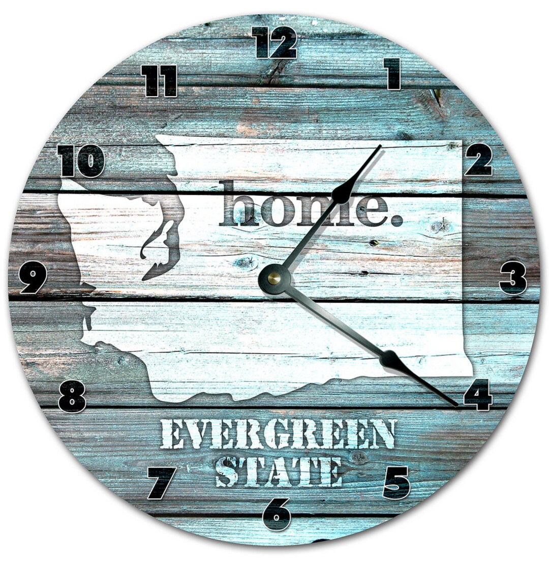 10.5" WASHINGTON TEAL RUSTIC State Clock - Large 10.5 Inch Wall Clock ...