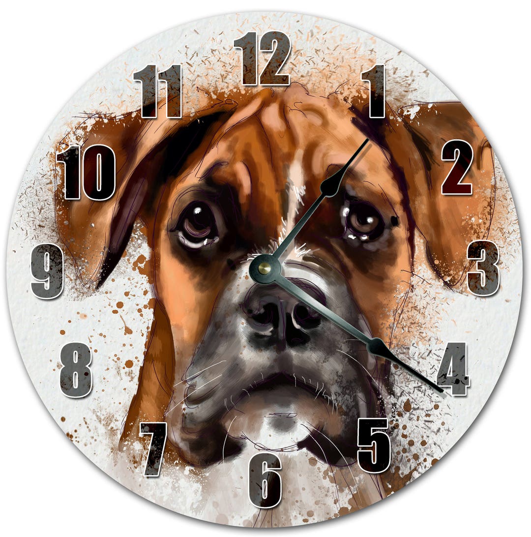 10.5 BOXER DOG Clock Living Room Clock Large 10.5 Wall Clock Home Décor ...