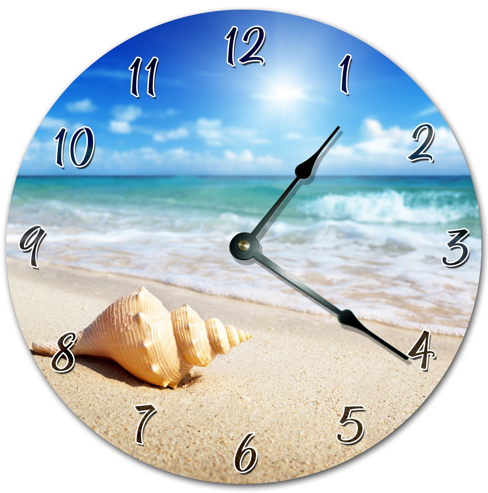 10.5" SEASHELL ON the BEACH Clock - Living Room Clock - Large 10.5 ...