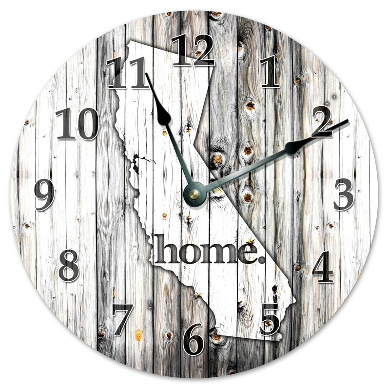 10.5 CALIFORNIA Rustic Map Clock Living Room Clock | Etsy