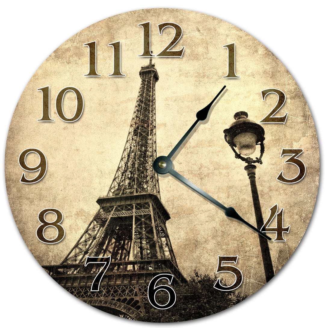 10.5 EIFFEL TOWER Clock Living Room Clock Large 10.5 Wall Clock Home ...