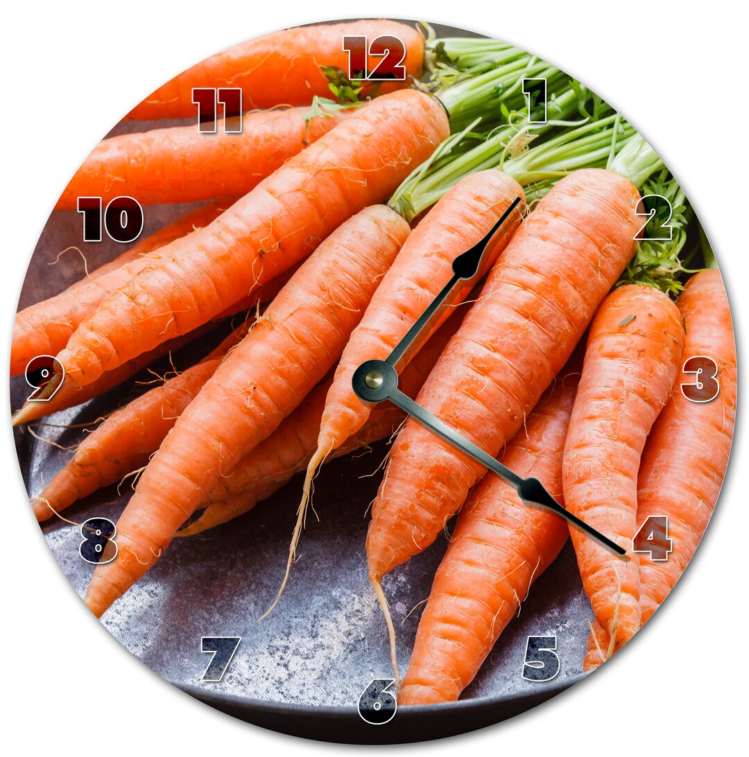 10.5" FRESH CARROTS Clock - Living Room Clock - Large 10.5" Wall Clock ...