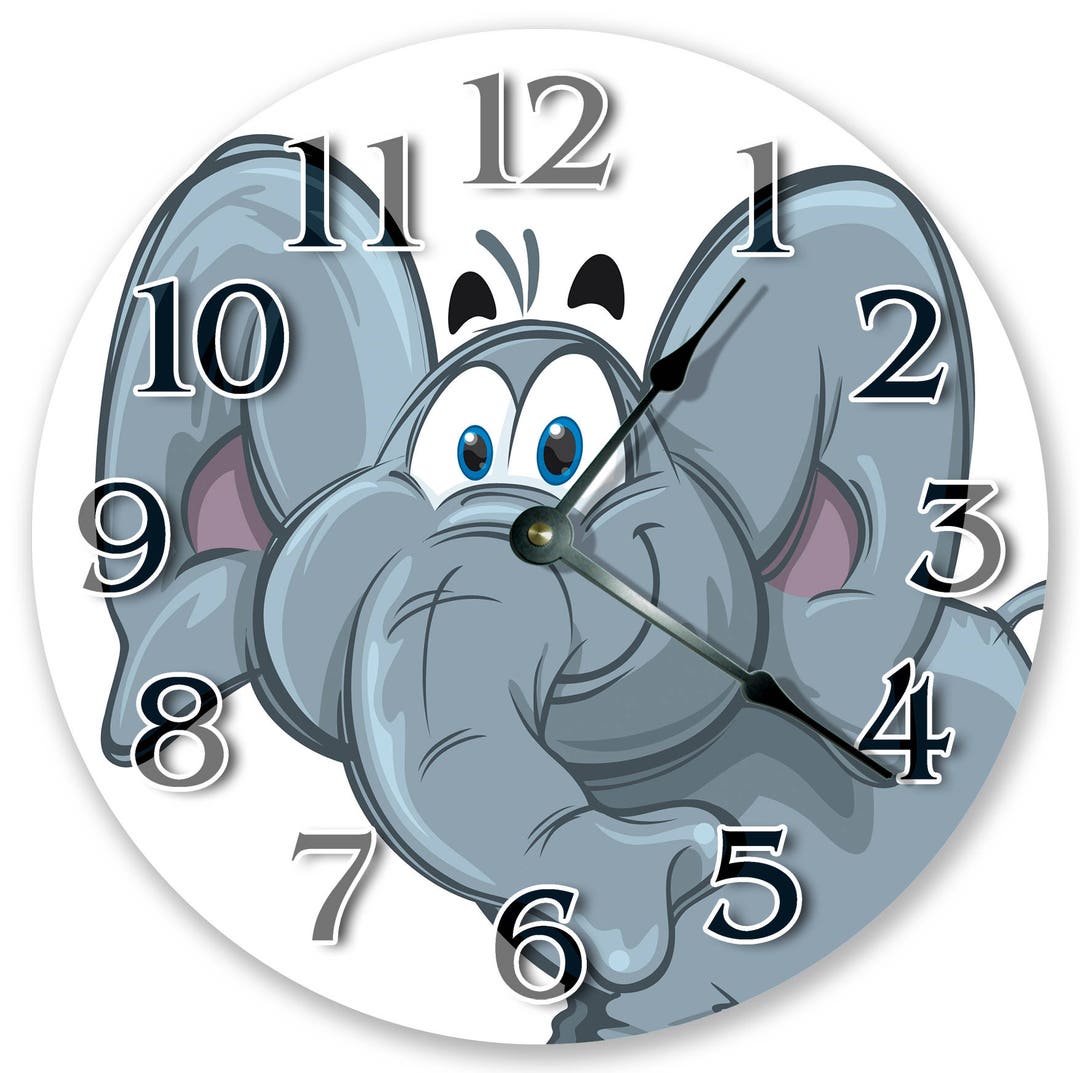 10.5 Cute Cartoon Elephant Clock Living Room Clock - Etsy