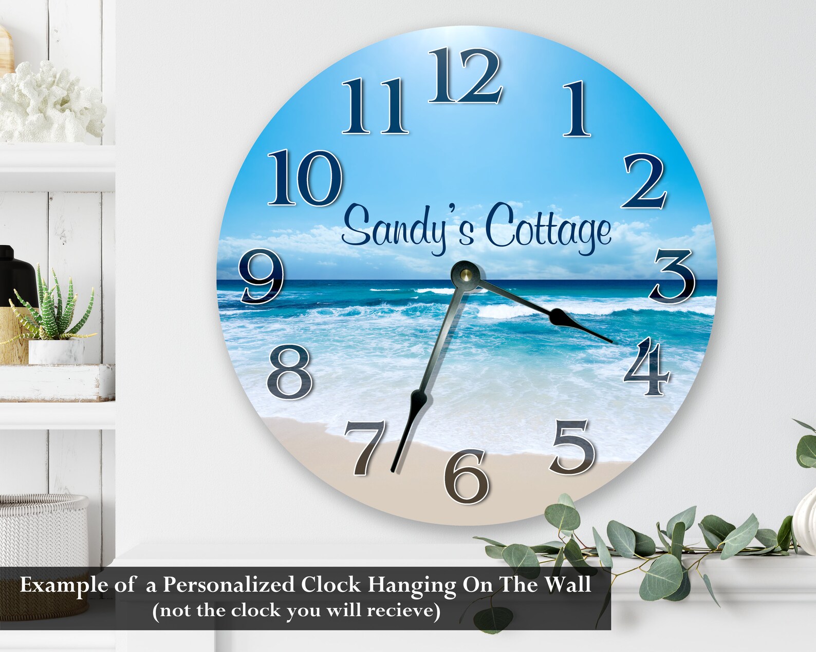 BEACH PEBBLE Wall CLOCK Beach Sand Numbers Beach Decor | Etsy