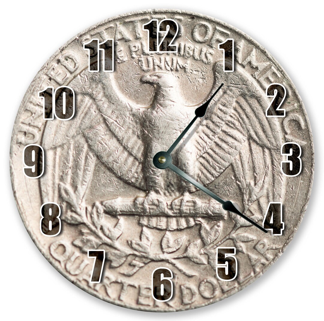 10.5" UNITED STATES QUARTER Clock - Large 10.5" Wall Clock - Currency ...