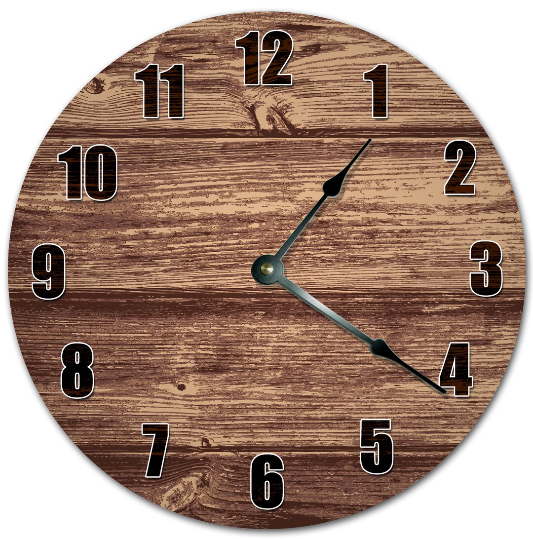 Brown Wood Plank Wall Clock (10.5", Silent, Lightweight) - Etsy