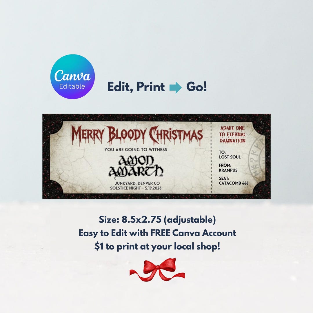 Death Metal Christmas Concert Ticket Gift | Goth Christmas Surprise ...