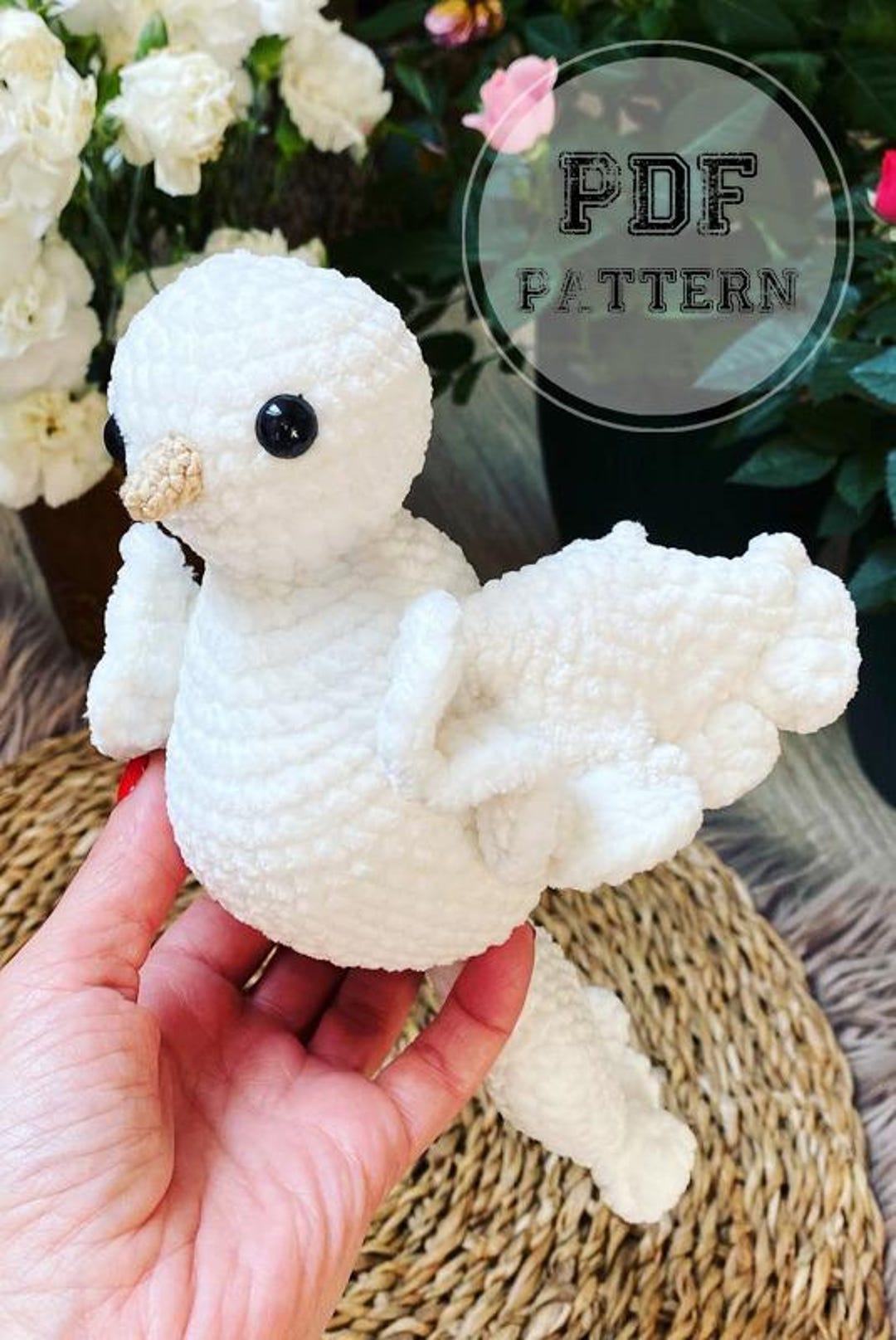White Dove Amigurumi Crochet Pattern PDF, Soft Plush Bird Toy Pattern ...