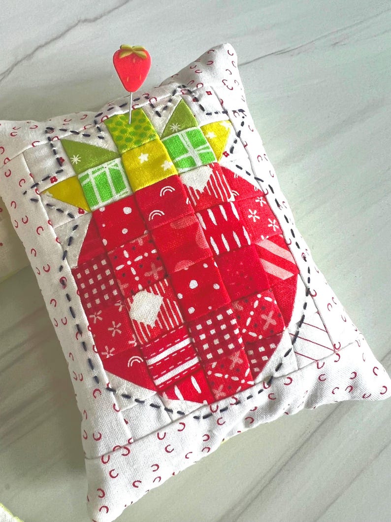 Handmade Pincushion Quilted Pincushion Sewing Accessory Scrappy ...