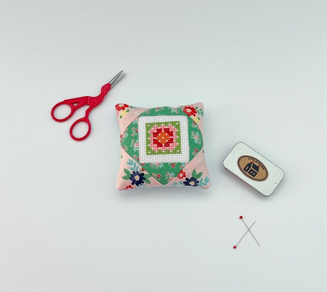 Cross Stitched Granny Square Pincushion Quilted Pincushion Sewing ...