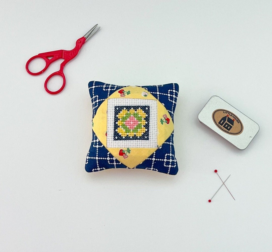Cross Stitched Granny Square Pincushion Quilted Pincushion Sewing ...