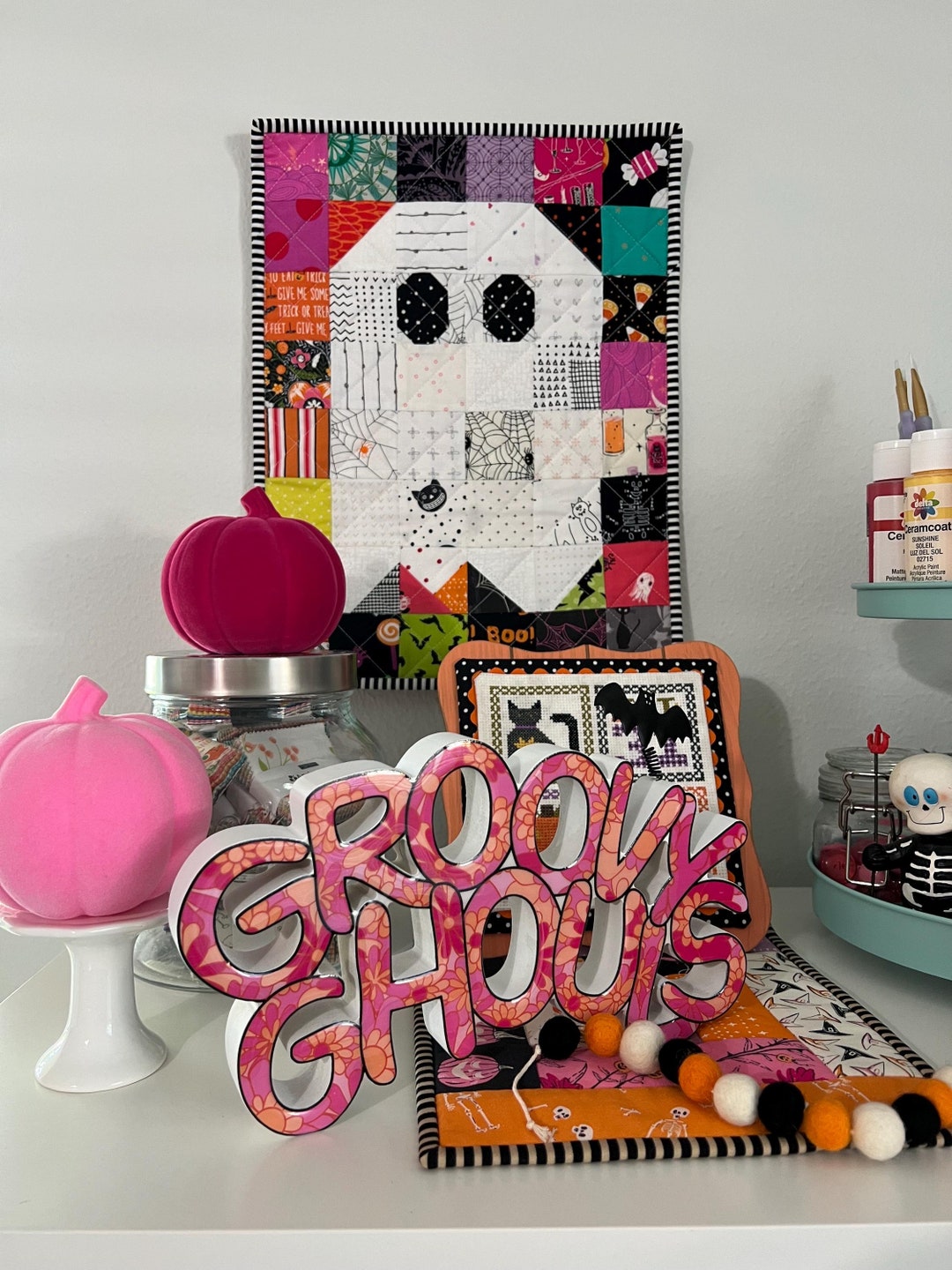 Ghost Mini Quilt Scrappy Halloween Quilt - Etsy