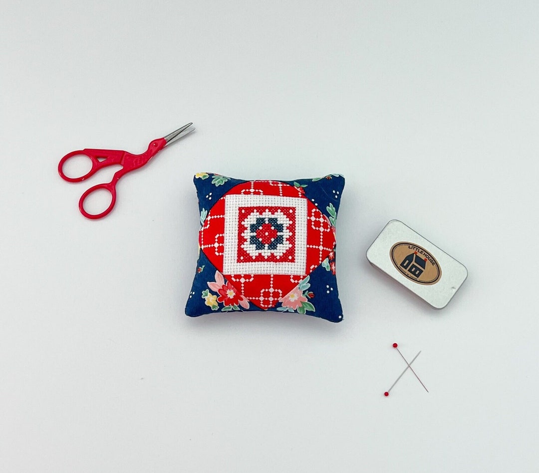 Cross Stitched Granny Square Pincushion Quilted Pincushion Sewing ...