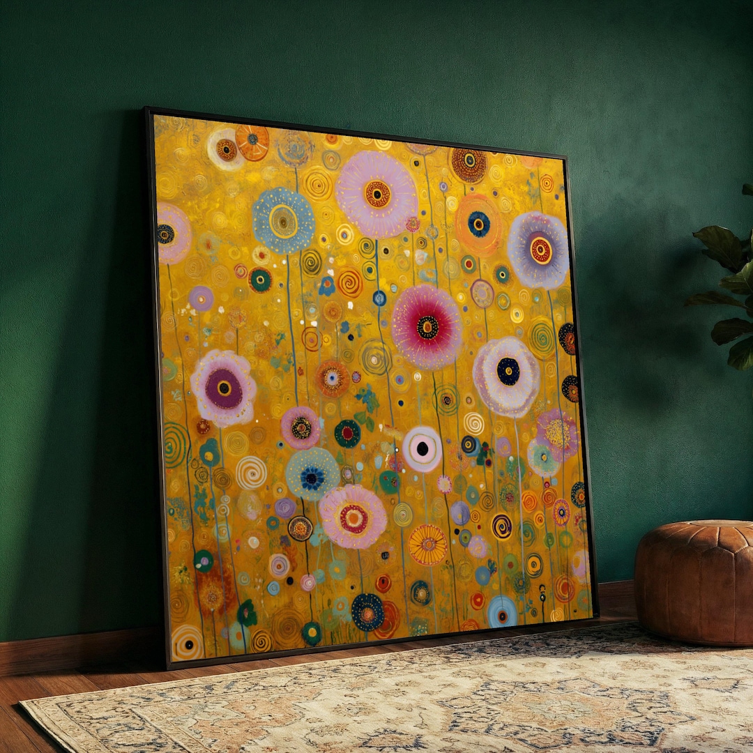 Gustav Klimt Floral Canvas Wall Art, Abstract Flowers Painting ...