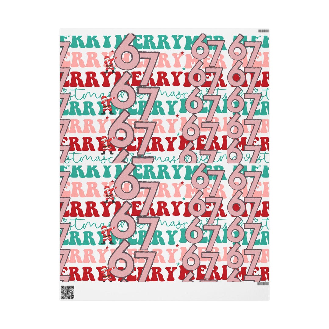 67 Merry Christmas Wrapping Paper | Number Pattern Holiday Wrap - Etsy