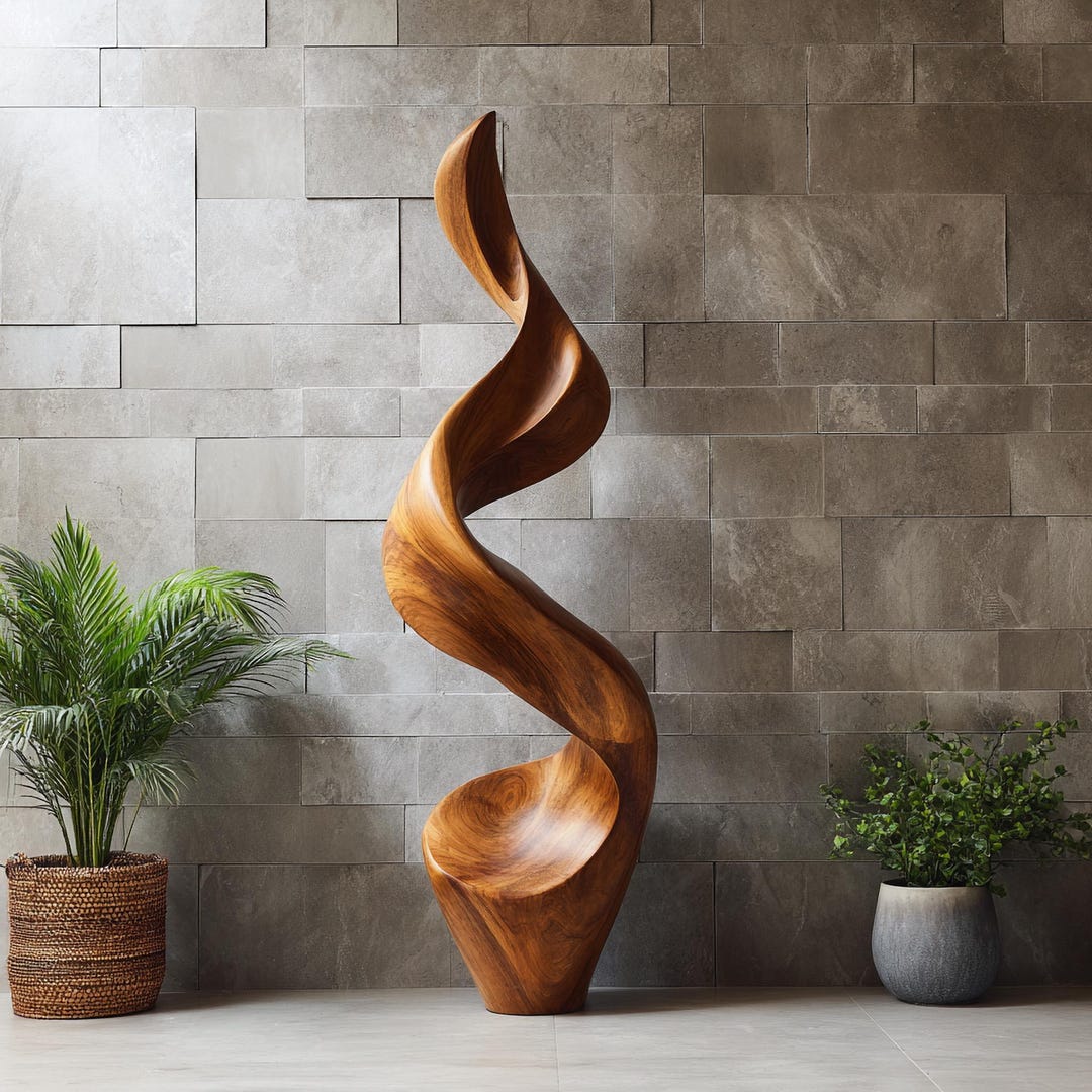 Modern Wood Floor Sculpture | Abstract Home Decor - Etsy