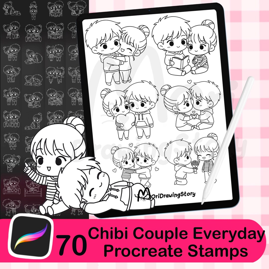 70 Kawaii Chibi Couple Procreate Stamps | Poses (digital Download) - Etsy
